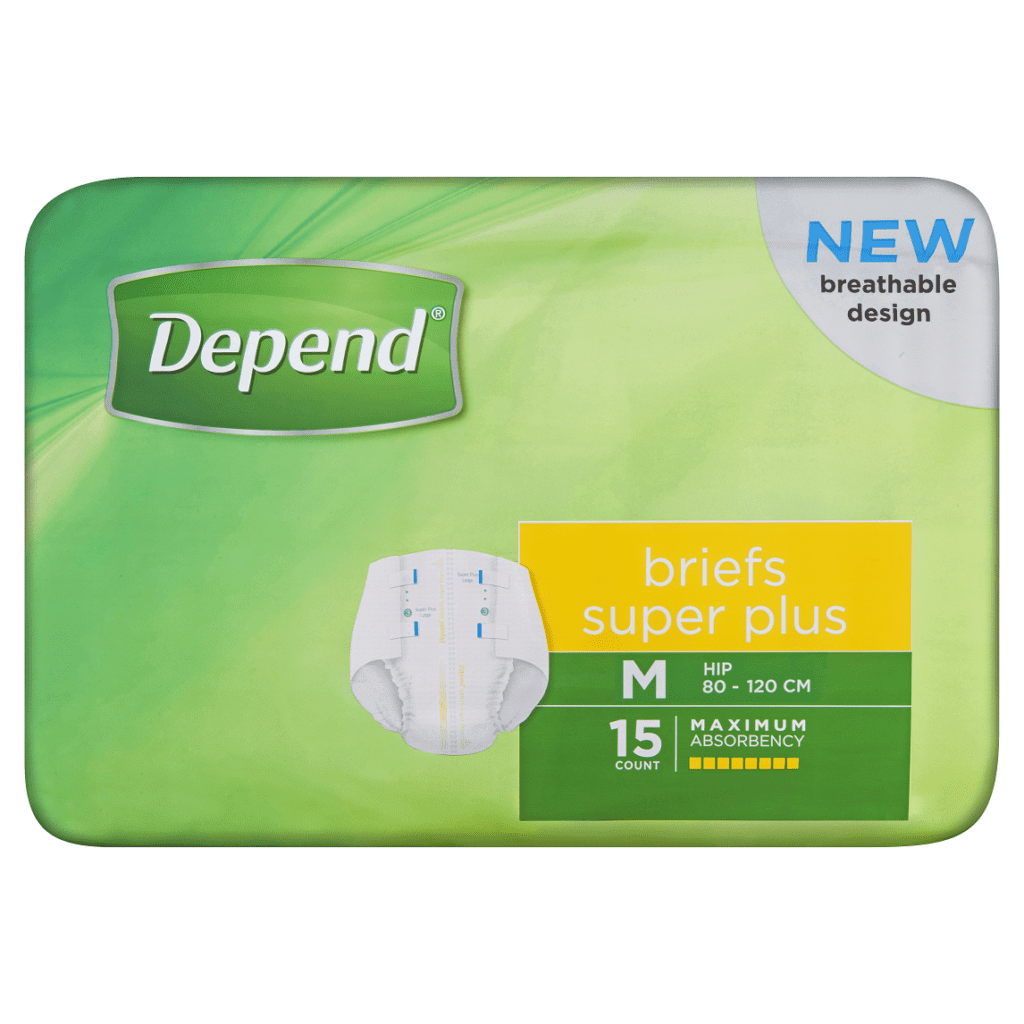 Depend Briefs, Super Plus, Unisex, Super Heavy Absorbency, Medium, 15 ...