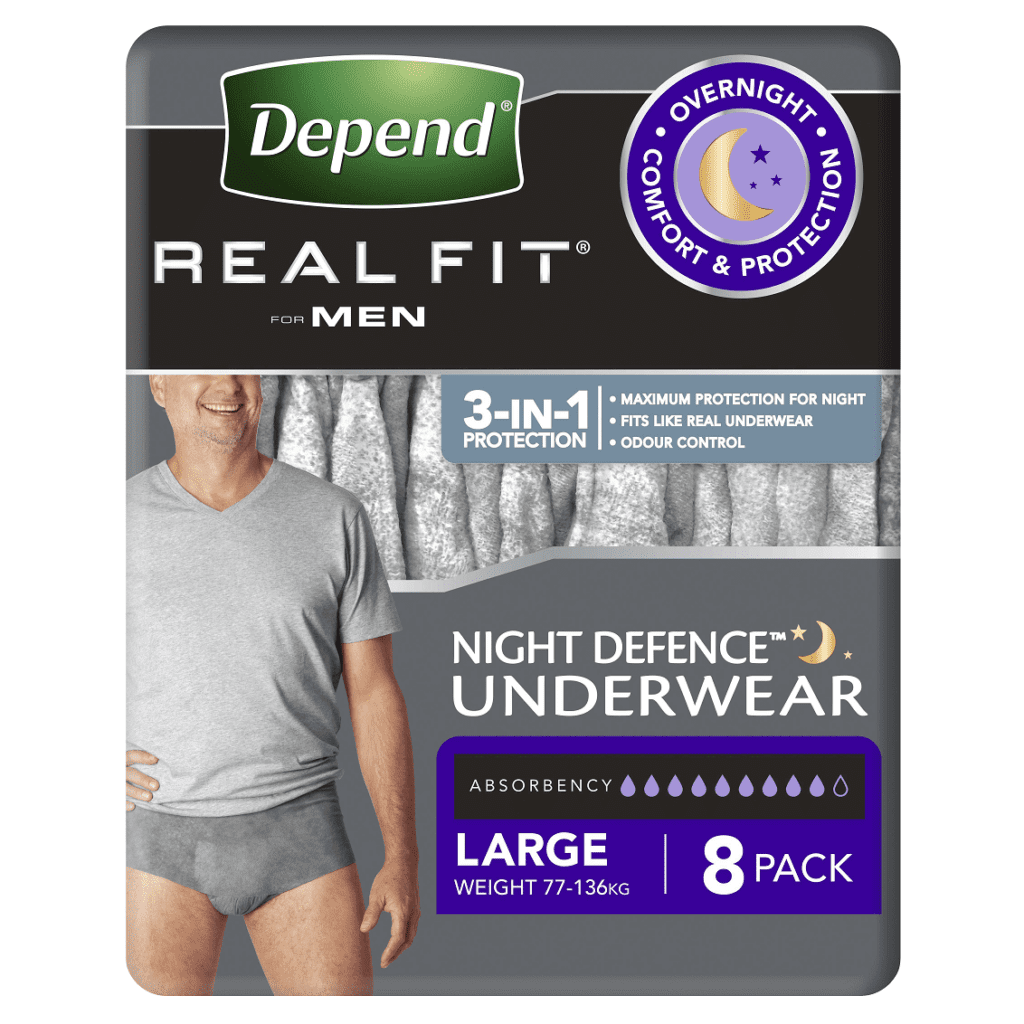 Depend Real Fit Men's Night Defence Underwear 8 Pack - Allcare Warehouse