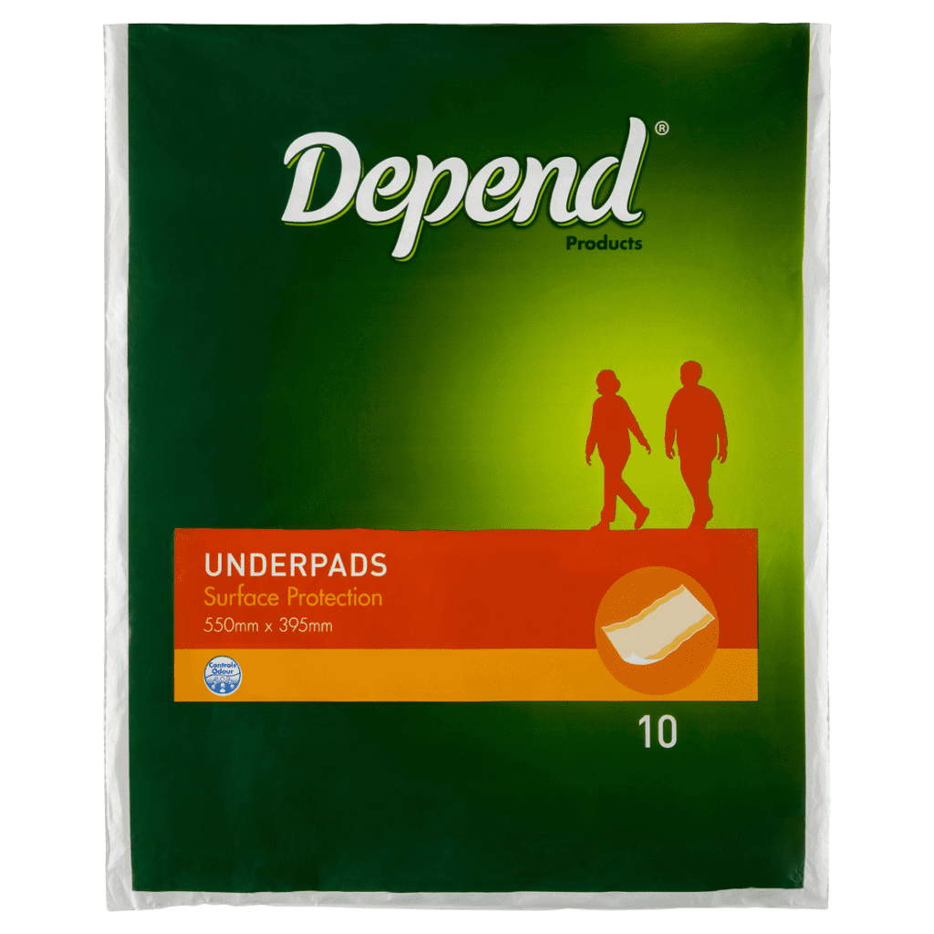 Depend Underpads, Surface & Bed Protection, 550mm x 395mm, 10 Pads ...