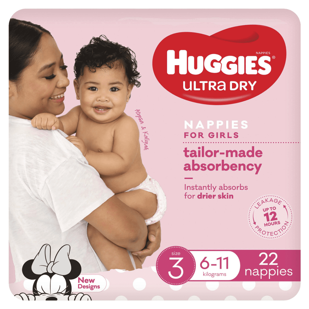 Huggies Ultra Dry Nappies Girl Size 3 (6-11kg) 22 Pack - Allcare Warehouse