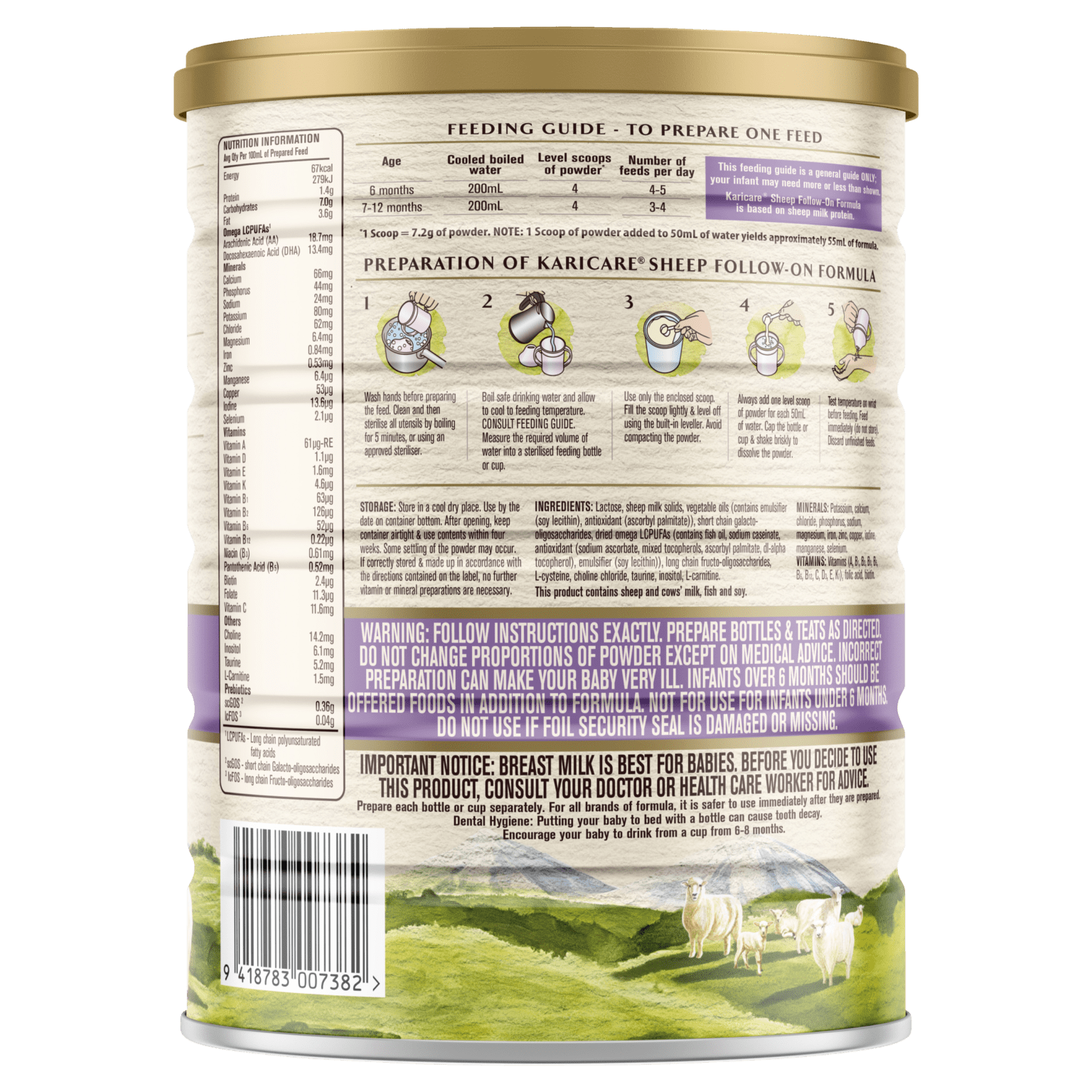Karicare Sheep Milk 2 Baby Follow-On Formula From 6-12 Months 900g ...