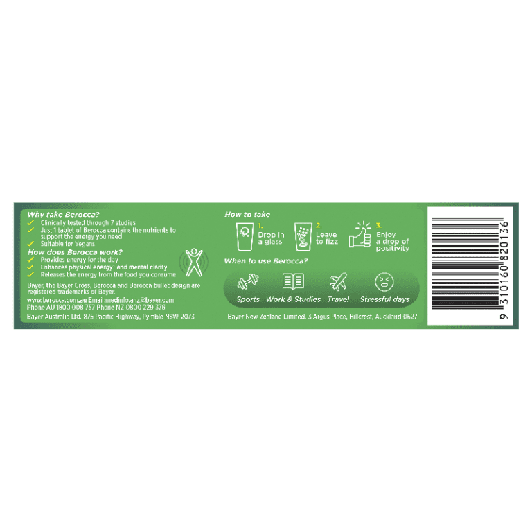 Berocca Vitamin B & C Original Berry Flavour Energy Effervescent ...