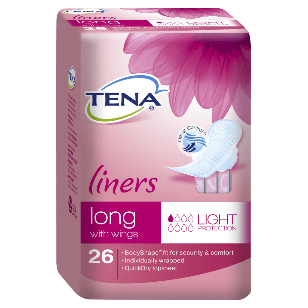 TENA Long Liners with Wings 26 Pack - Allcare Warehouse