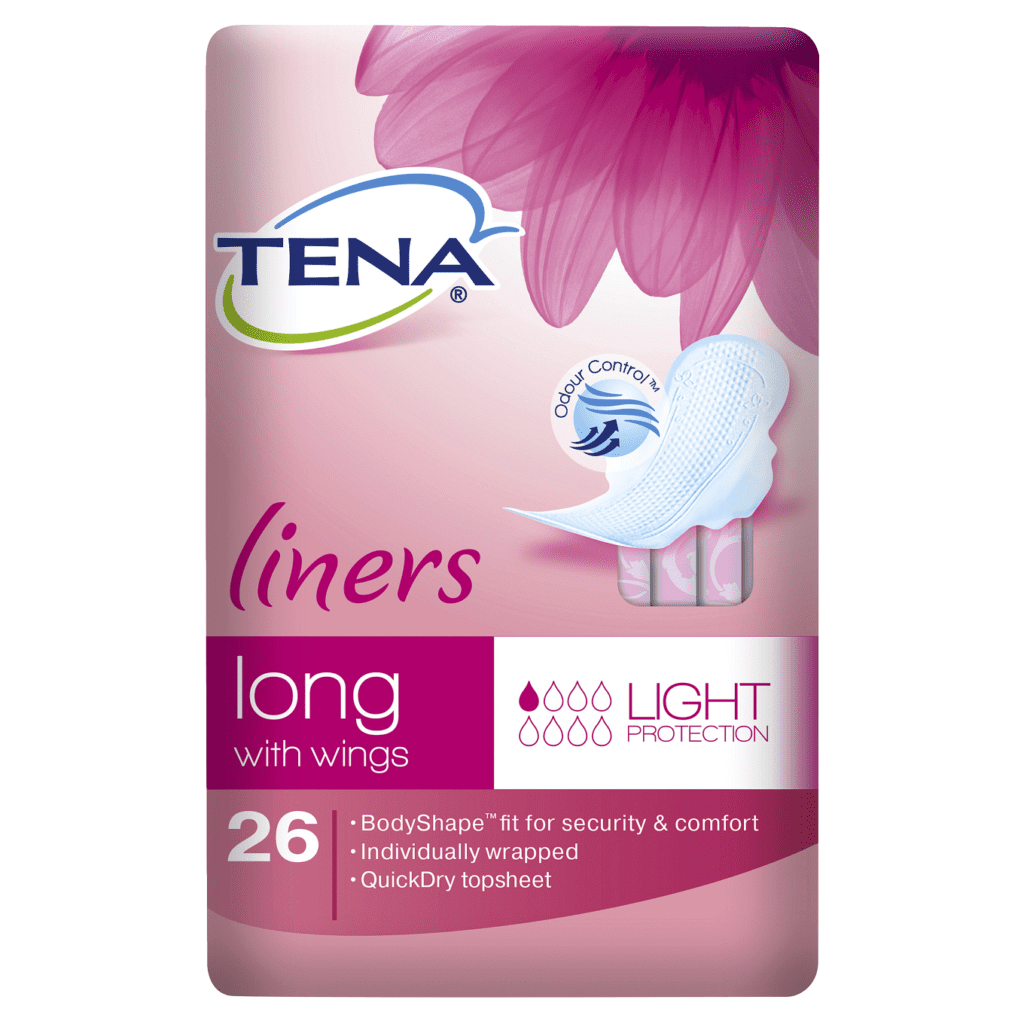 TENA Long Liners with Wings 26 Pack - Allcare Warehouse