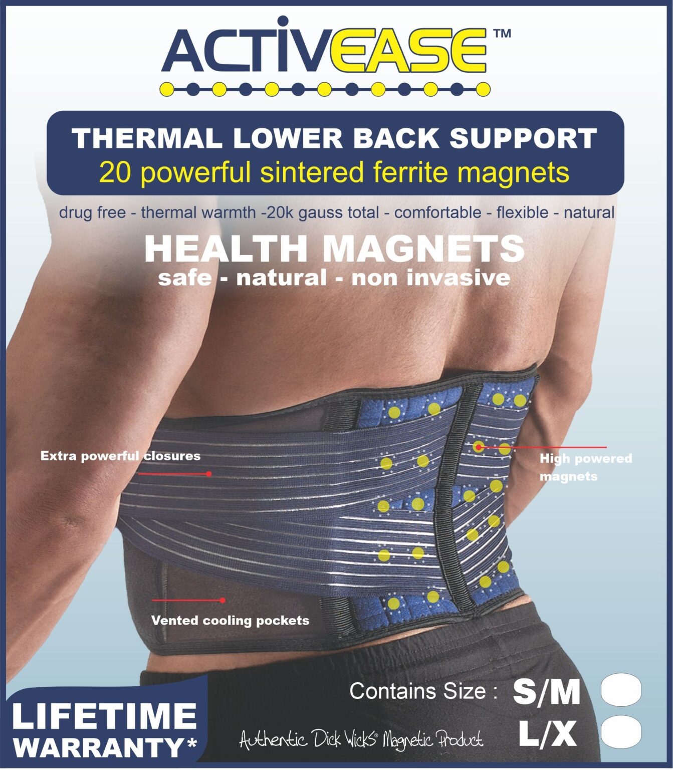 Activease Thermal Back Support with Magnets by Dick Wicks - Allcare ...